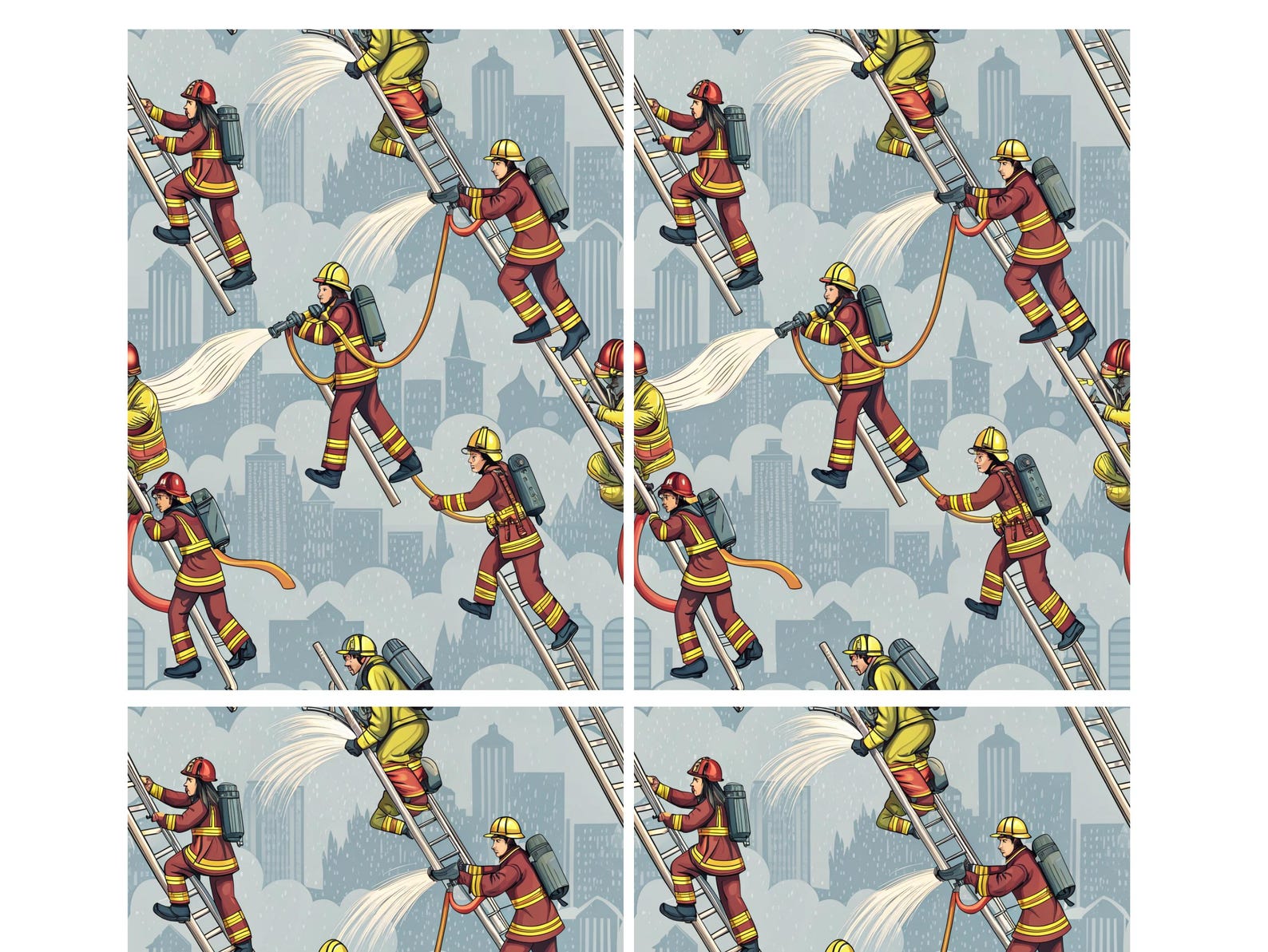 Firefighter Seamless Pattern, Fire Truck Fire Station | Digital ...