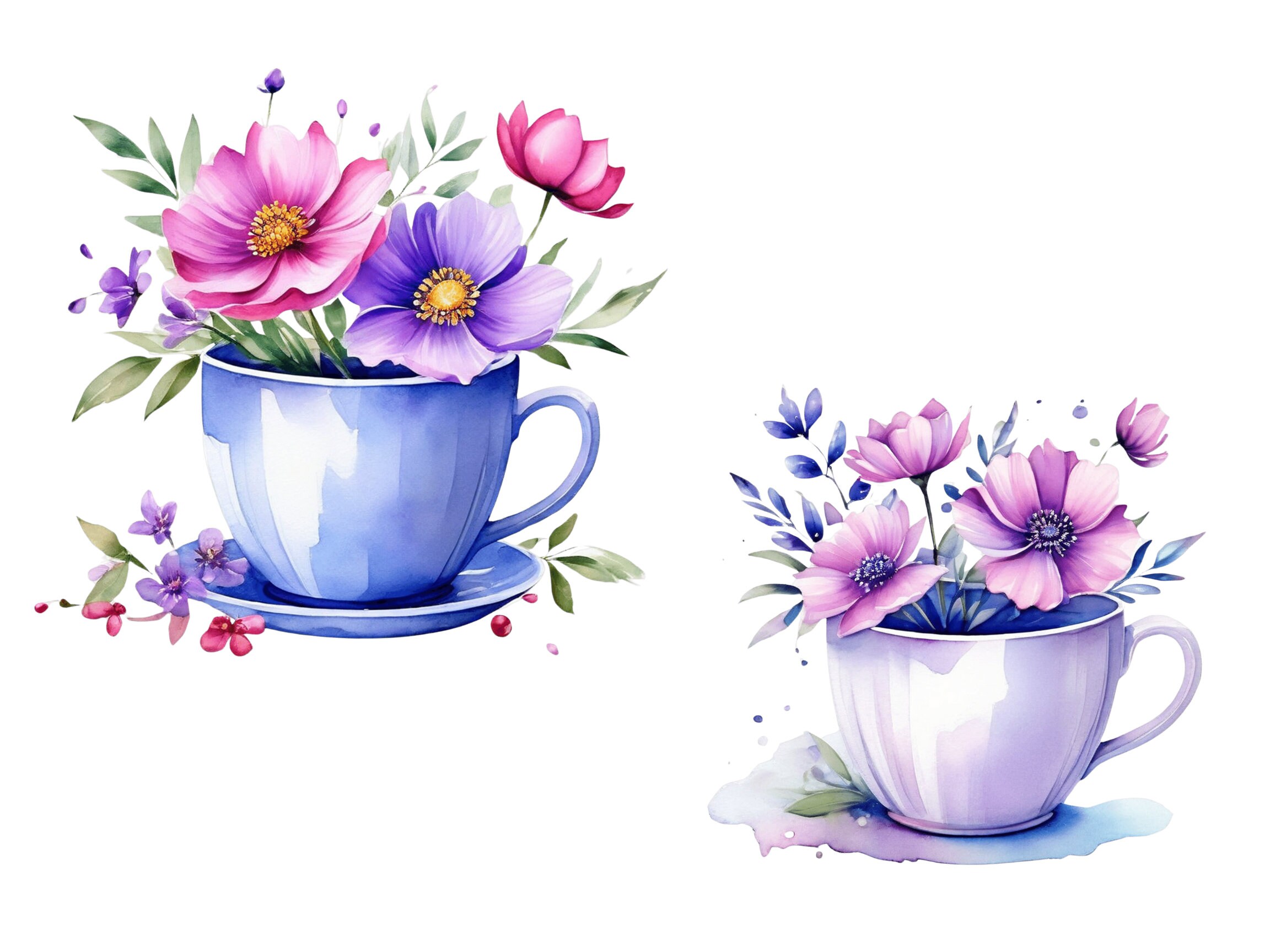 Tea Cup Clipart Png, Tea Party Clipart, Flower Cup PNG, Watercolor Cup ...