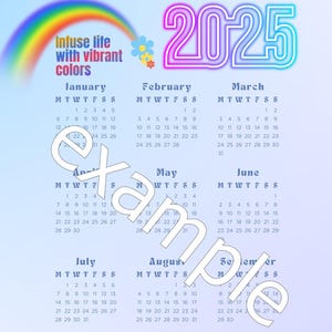 Calendar With a Rainbow, Wall Calendar 2025, Classroom Calendar ...