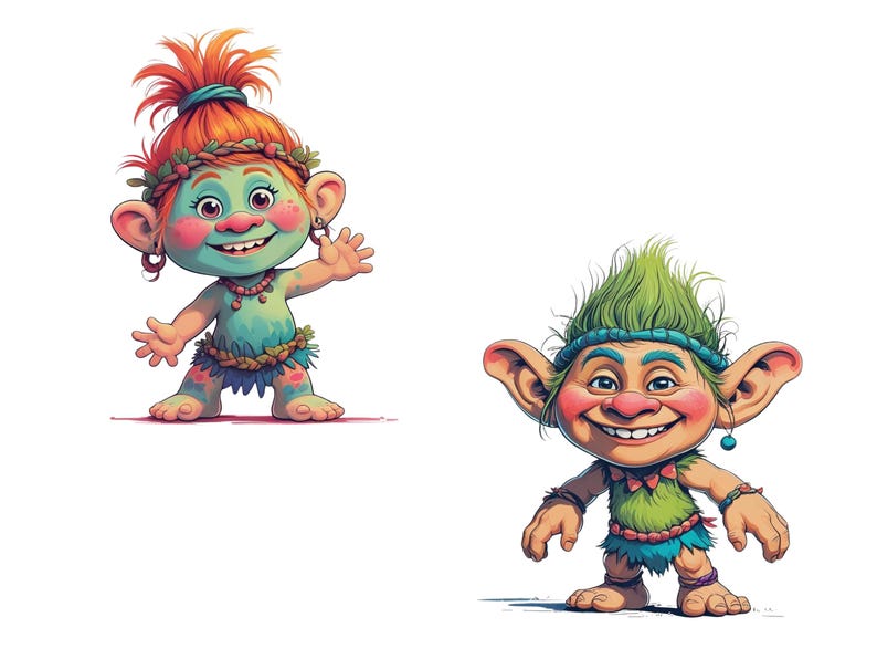 Troll Clipart, Cute Trolls on Transparent Background 20 Png, Digital ...