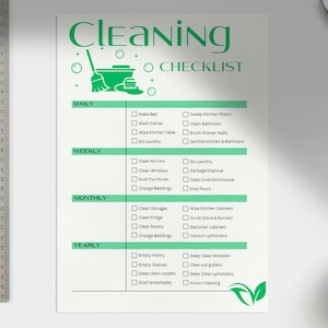 Cleaning Checklist, Chore Chart, Home Cleaning Checklist, Weekly ...