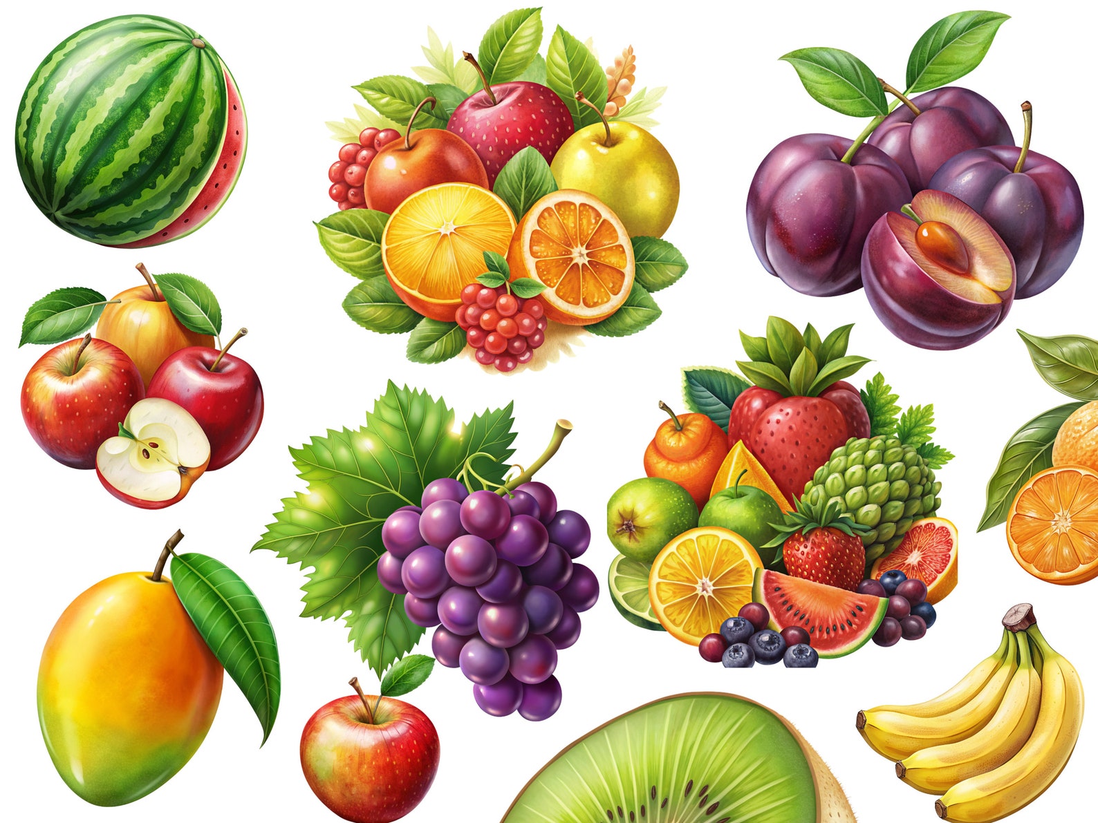 Fruits Clipart 20 PNG, Gardening Clipart, Apple Clipart, Watermelon ...