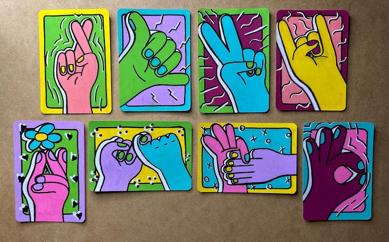 Lucky – Hand Signals ACEO – Original Hand Gesture Mini Painting ...