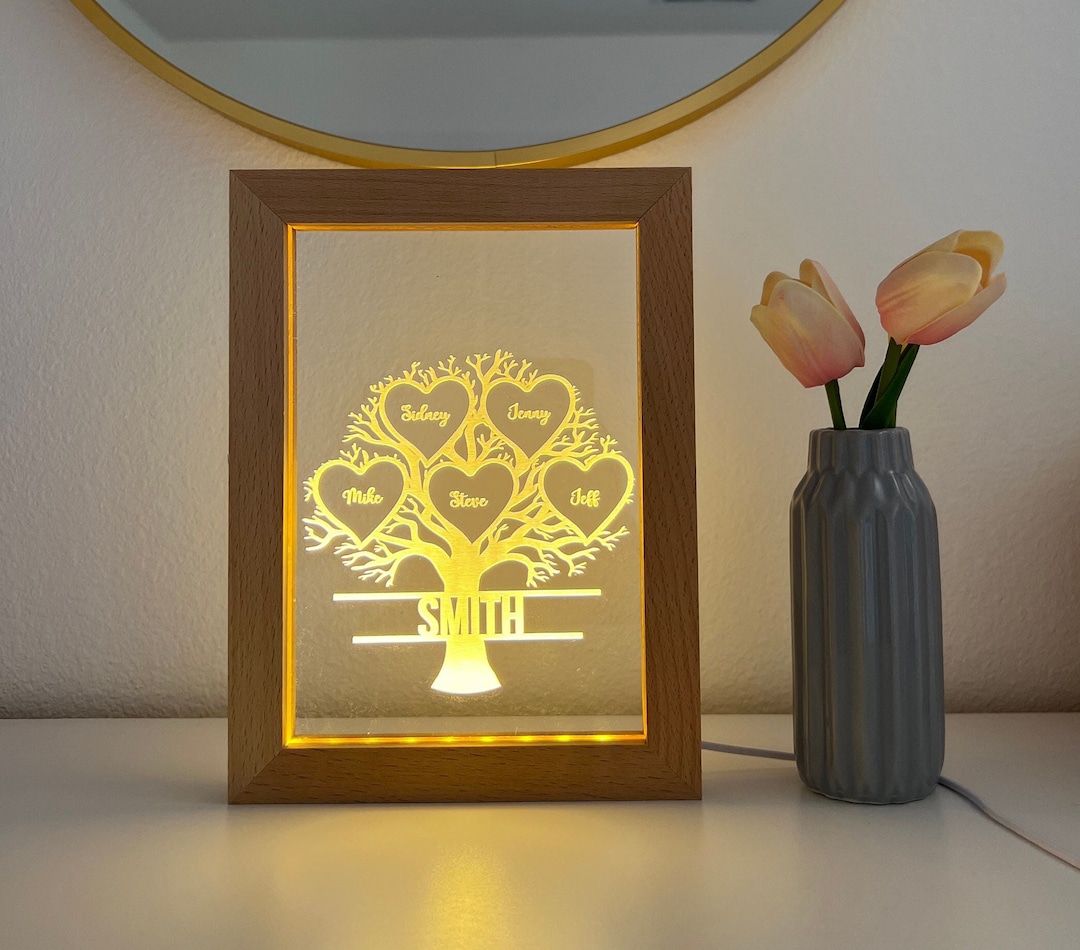 Personalized LED Family Tree Photo Frame Lamp Illuminate - Etsy