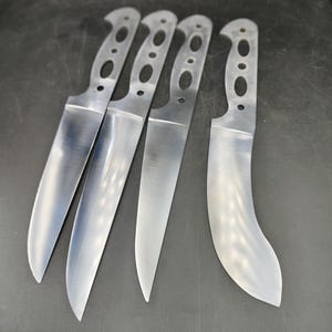Hardened Kitchen Knife Blank Set, 4 Pcs Full Flat Butcher Blades ...