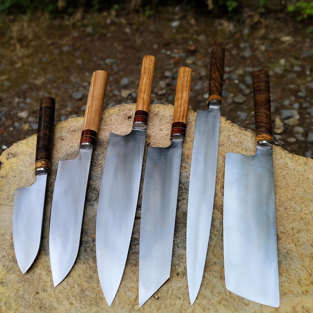 Handmade Japanese Chef Knife, Stainless Kitchen Blade and Walnut Olive ...