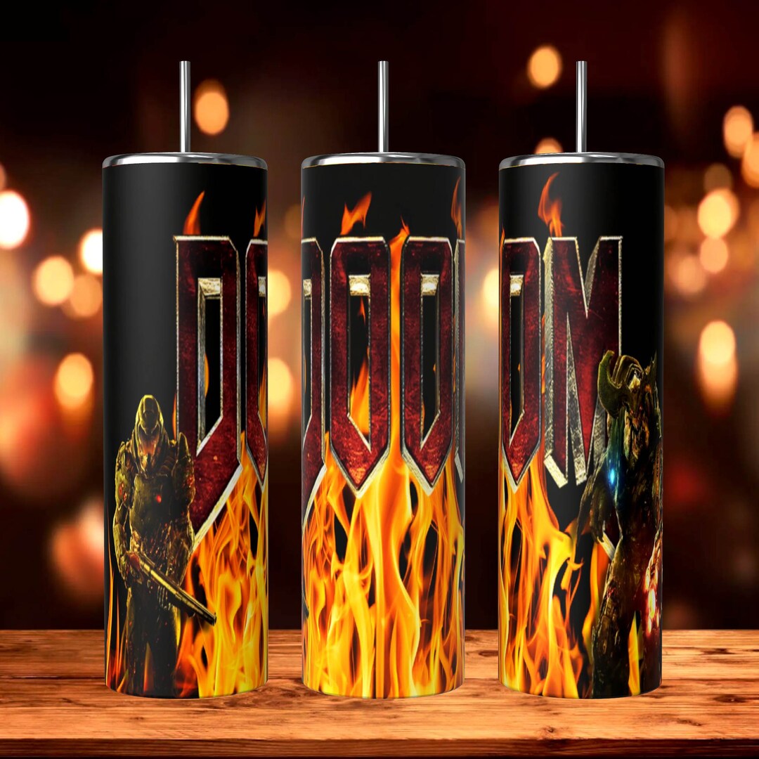 20oz Skinny Straight Game Sublimation Tumbler Doom Design Wrap - Etsy