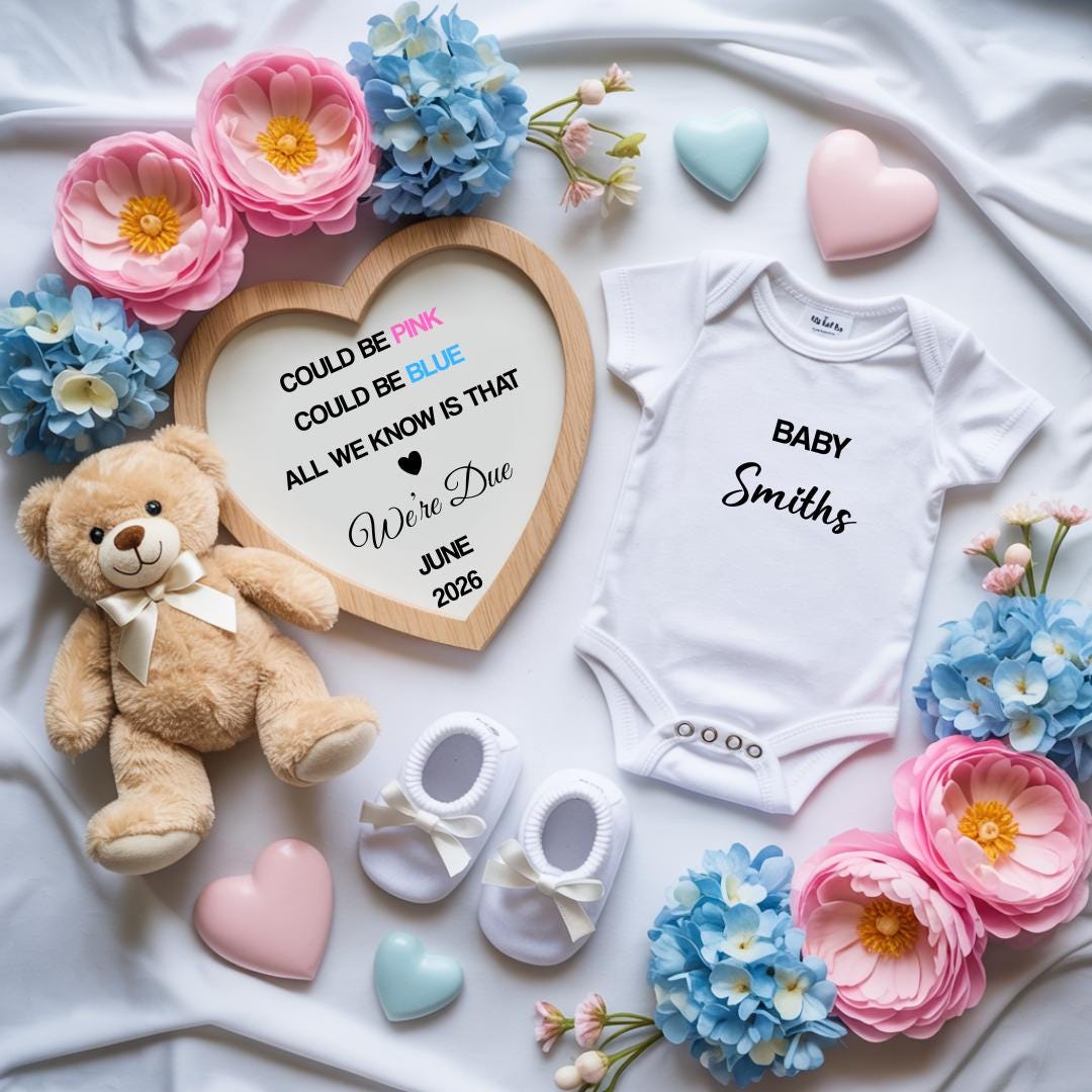 Gender Neutral Pregnancy Announcement Canva Template, Boy or Girl Baby ...