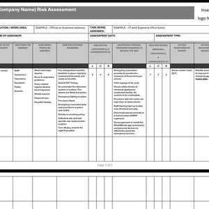 Blank Risk Assessment Template Editable Word Document - Etsy
