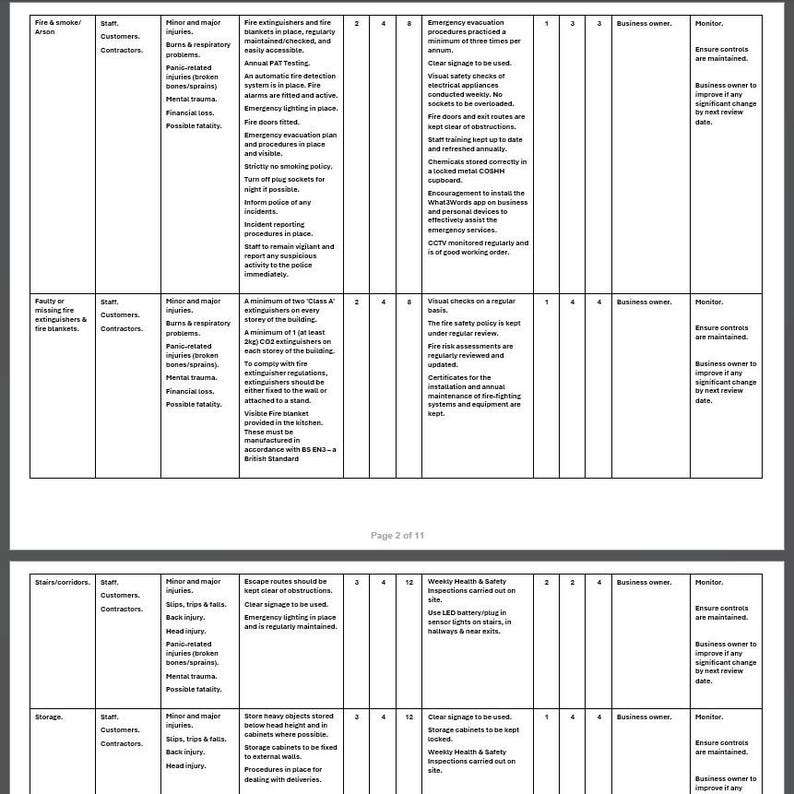 Beauty Salon General Health and Safety Risk Assessment Editable Word ...