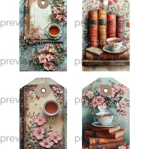 Junk Journal Library Escape Tags, Printable Digital Tags, Ephemera ...