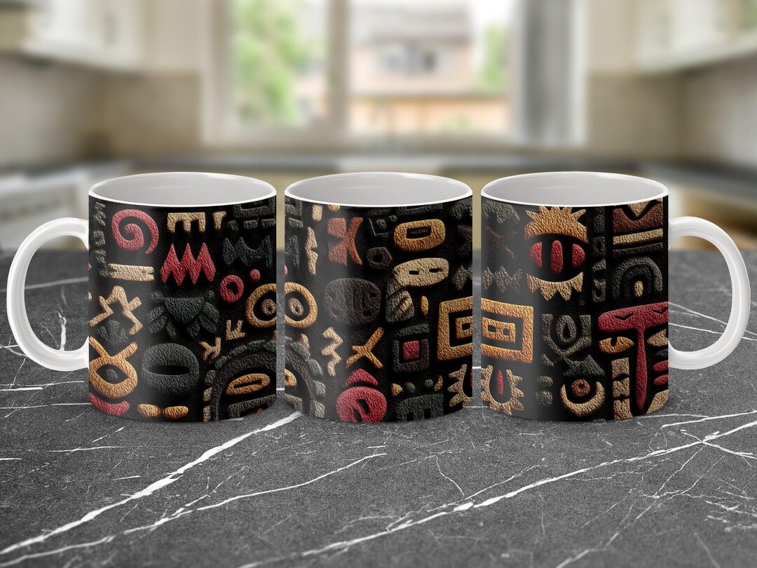 Ancient Tribal Mug Wrap, Ancient Symbols, Ethnic Designs, 11 Oz Mug ...
