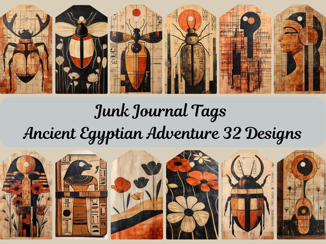 Junk Journal Ancient Egyptian Adventure Tags, Printable Digital Tags ...