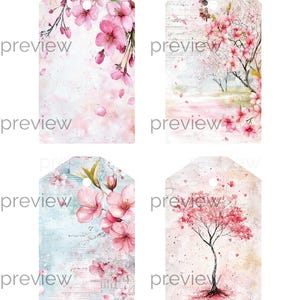 Cherry Blossom Dreams Tags, Junk Journal Cherry Tags, Blossoming Tree ...