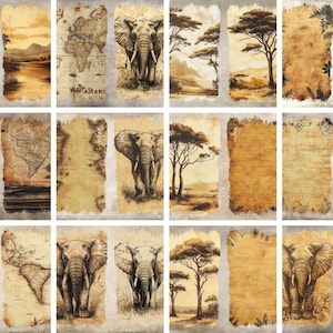 Safari Journal Kit – Vintage Elephant Designs, Wildlife Scenes, African ...