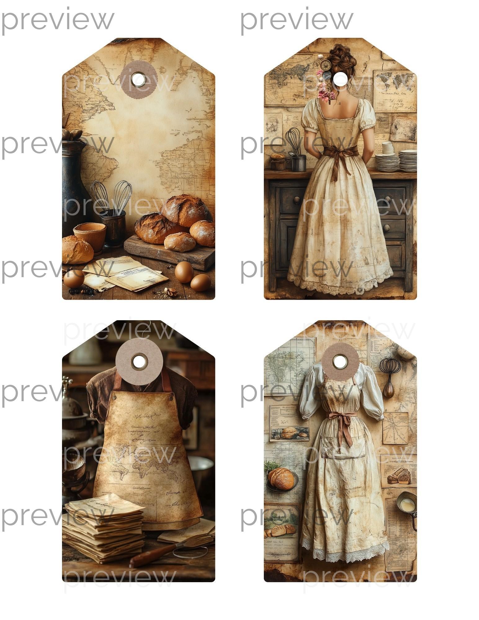 Junk Journal Vintage Bakery Tags, Printable Digital Tags, Ephemera ...