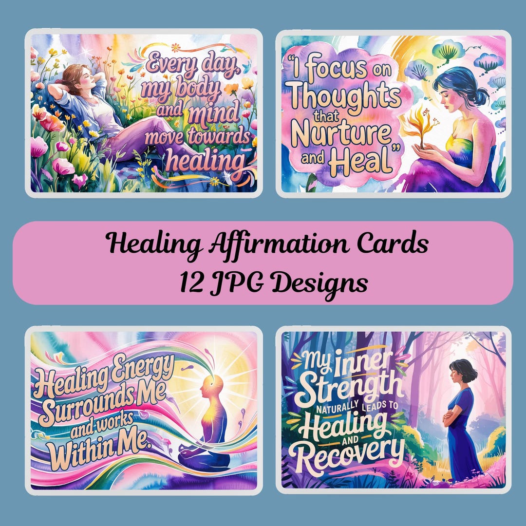 Healing Affirmation Cards, 12 Printable, Encouragement, Self-care ...