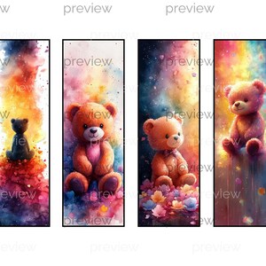 Printable Teddy Bear Bookmarks, Junk Journal, Cute Animal Designs ...