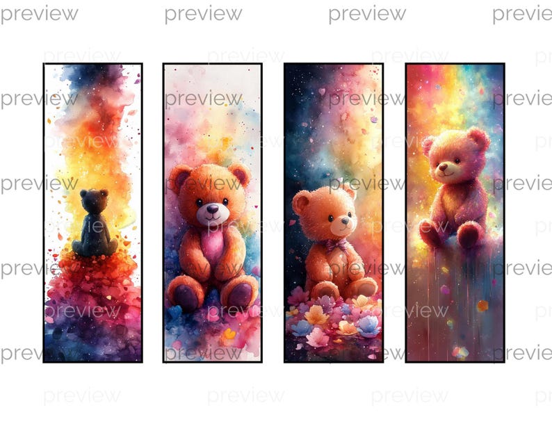 Printable Teddy Bear Bookmarks, Junk Journal, Cute Animal Designs ...