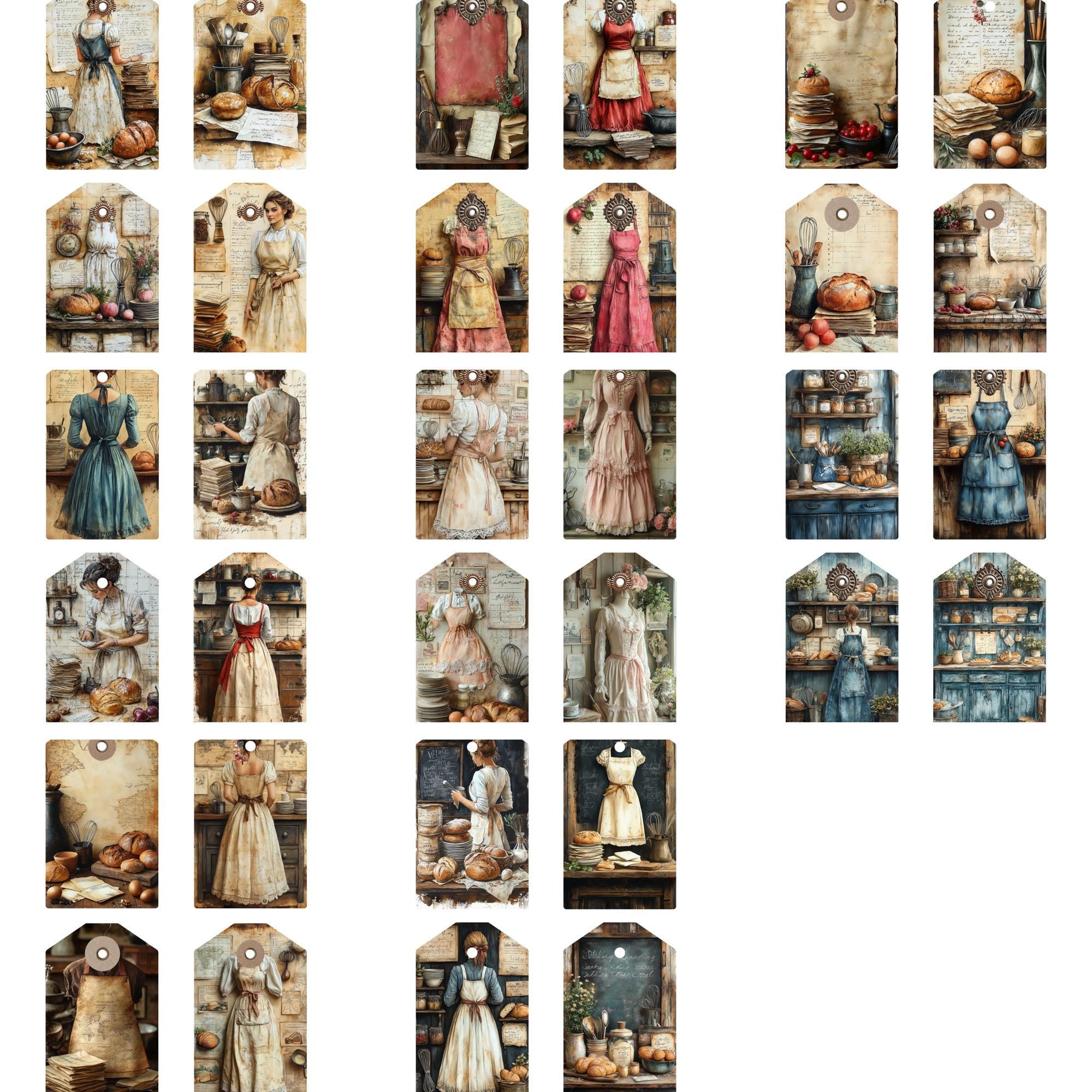 Junk Journal Vintage Bakery Tags, Printable Digital Tags, Ephemera ...