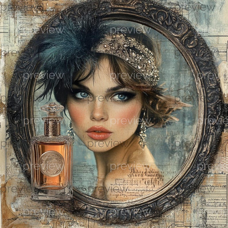 Art Deco Junk Journal Digital Paper JPG Mirror Images Scrapbooking ...