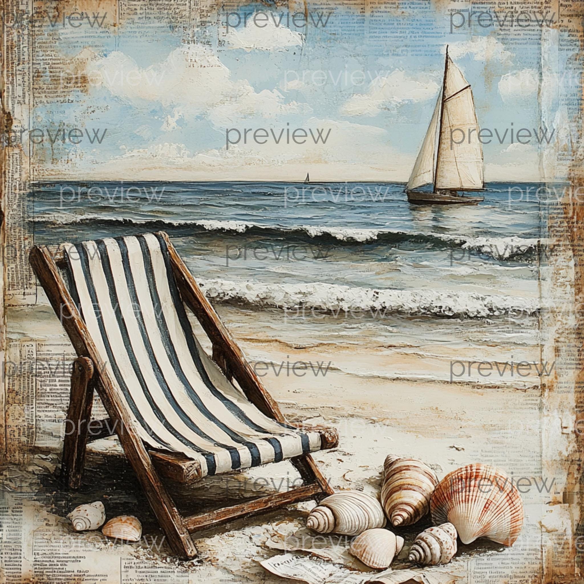 Vintage Seaside Junk Journal Digital Paper JPG Image Scrapbook ...