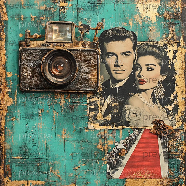 Hollywood Glamour Junk Journal Digital Paper Movie JPG Images Scrapbook ...