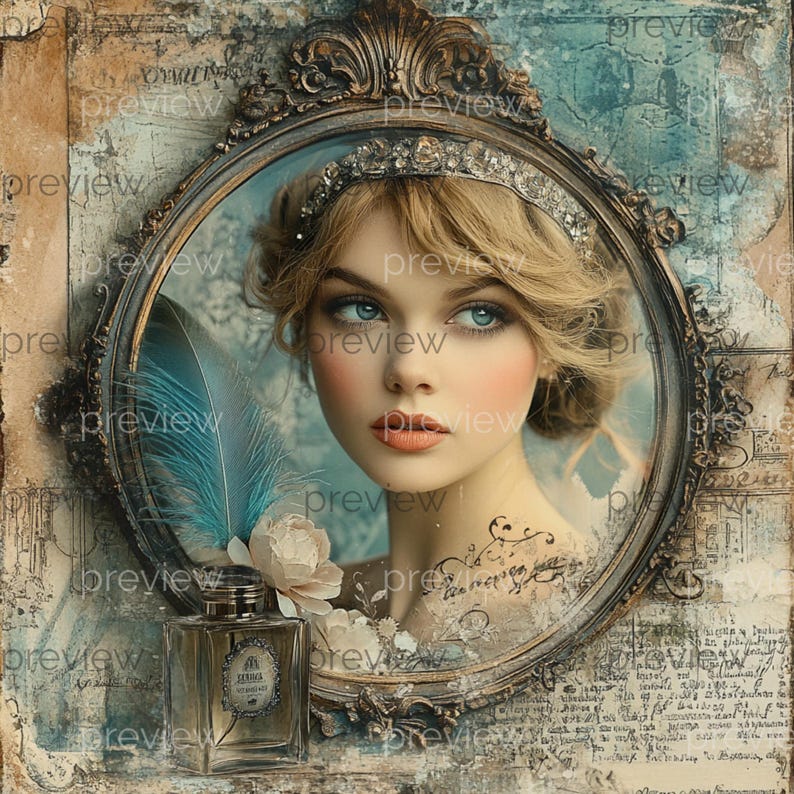 Art Deco Junk Journal Digital Paper JPG Mirror Images Scrapbooking ...