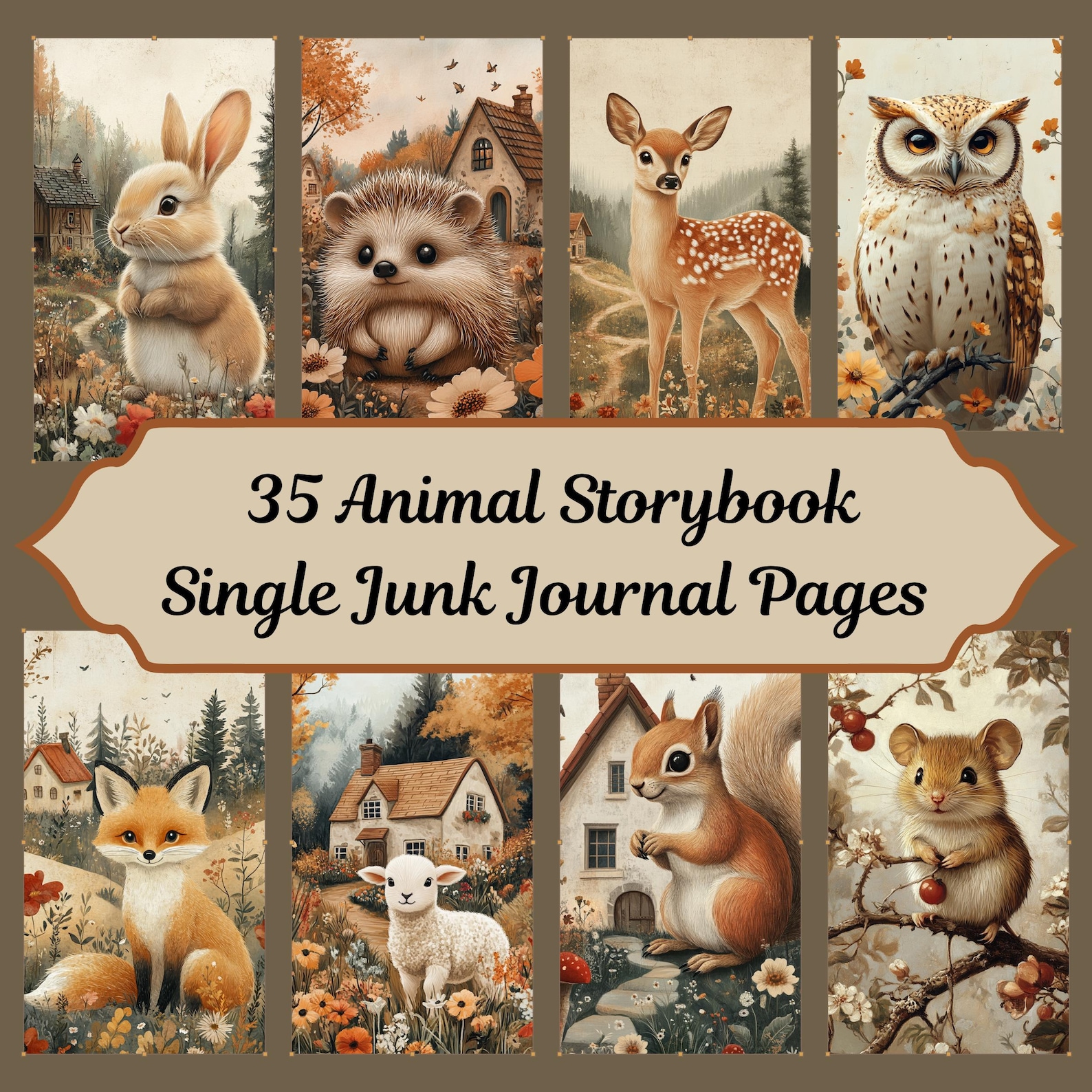 Animal Storybook Junk Journal Pages, 35 Vintage Printable Papers ...