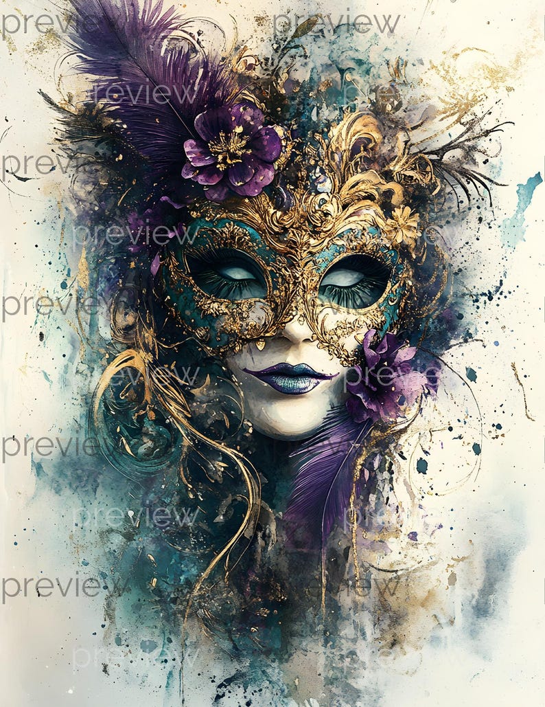 Mardi Gras Junk Journal Pages, Printable Ephemera, Vintage Masquerade ...