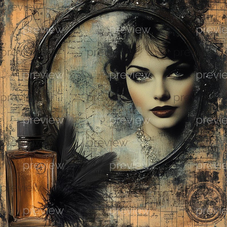 Art Deco Junk Journal Digital Paper JPG Mirror Images Scrapbooking ...