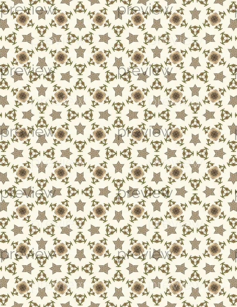 Beige Floral Dollhouse Wallpaper, 1:12 Scale Printable Sheets ...