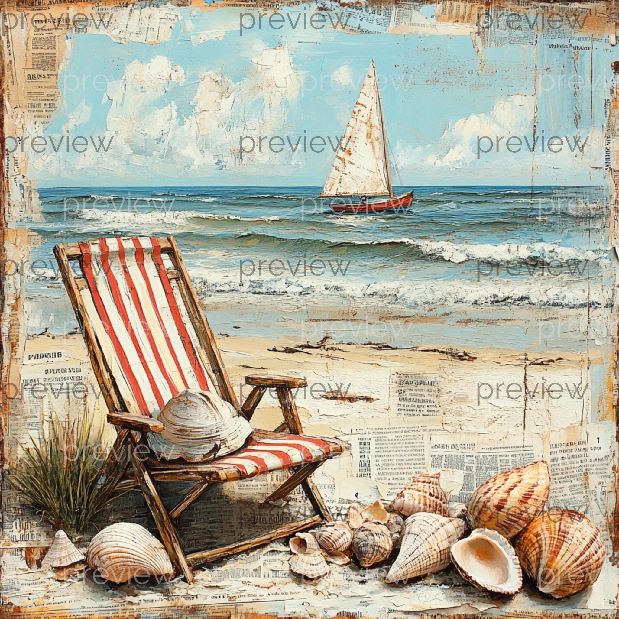 Vintage Seaside Junk Journal Digital Paper JPG Image Scrapbook ...