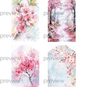 Cherry Blossom Dreams Tags, Junk Journal Cherry Tags, Blossoming Tree ...