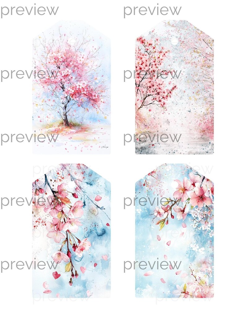 Cherry Blossom Dreams Tags, Junk Journal Cherry Tags, Blossoming Tree ...