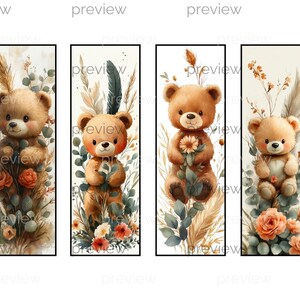 Printable Teddy Bear Bookmarks, Junk Journal, Cute Animal Designs ...