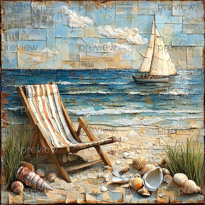 Vintage Seaside Junk Journal Digital Paper JPG Image Scrapbook ...