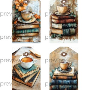 Junk Journal Library Escape Tags, Printable Digital Tags, Ephemera ...