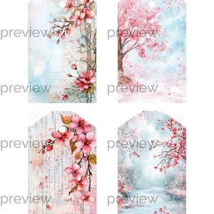 Cherry Blossom Dreams Tags, Junk Journal Cherry Tags, Blossoming Tree ...