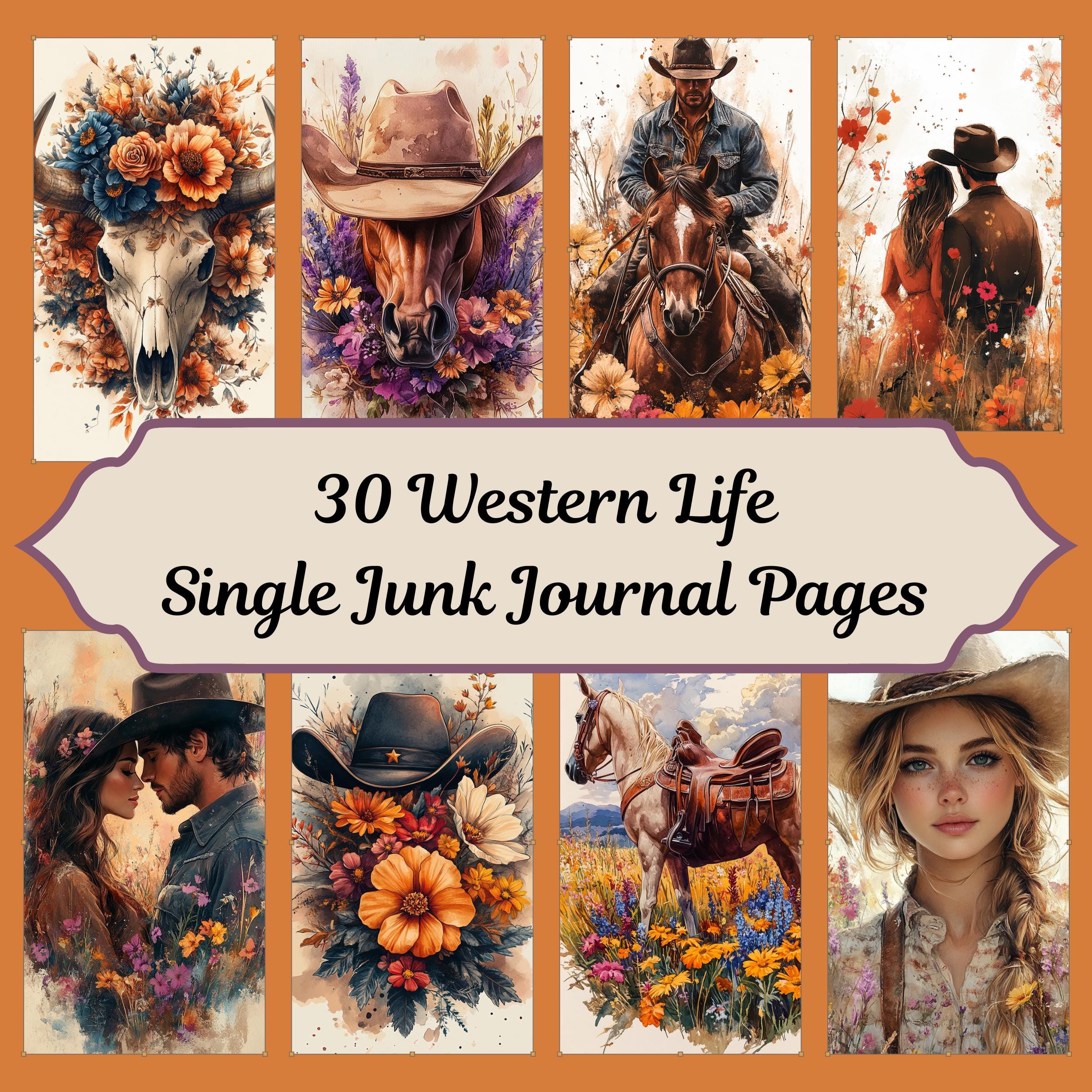 Western Life Junk Journal Pages, Cowboy Cowgirl Digital Ephemera ...