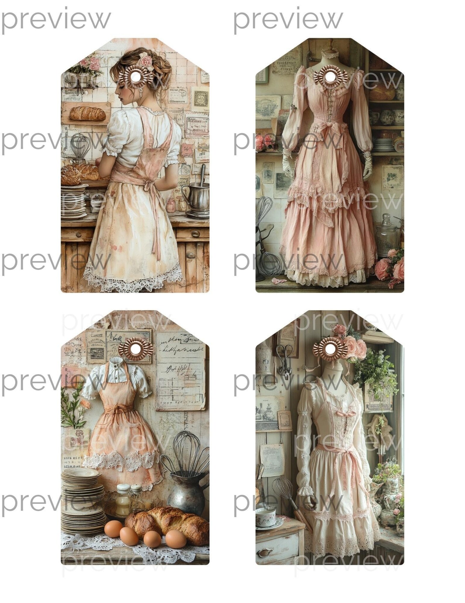 Junk Journal Vintage Bakery Tags, Printable Digital Tags, Ephemera ...