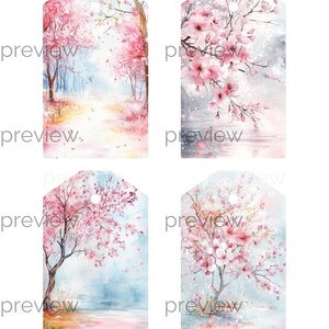 Cherry Blossom Dreams Tags, Junk Journal Cherry Tags, Blossoming Tree ...