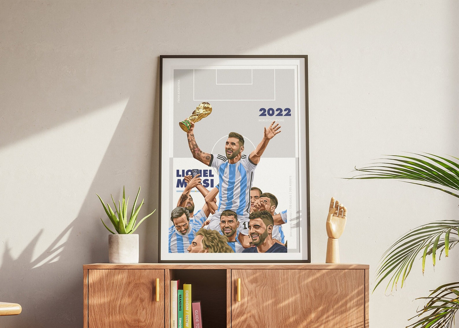 Lionel Messi Football Poster, Argentina World Cup 2022 Football Wall ...