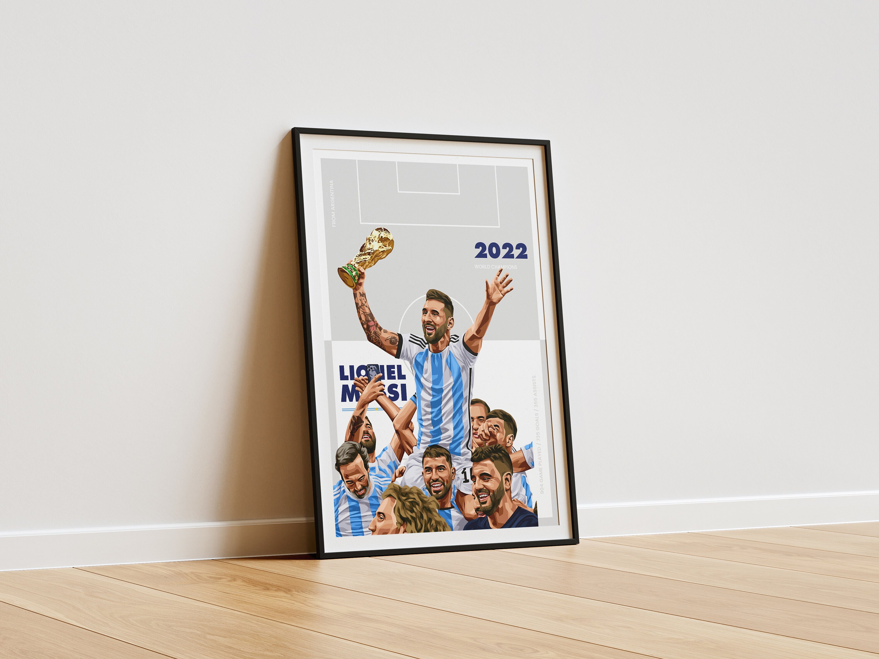 Lionel Messi Football Poster, Argentina World Cup 2022 Football Wall ...
