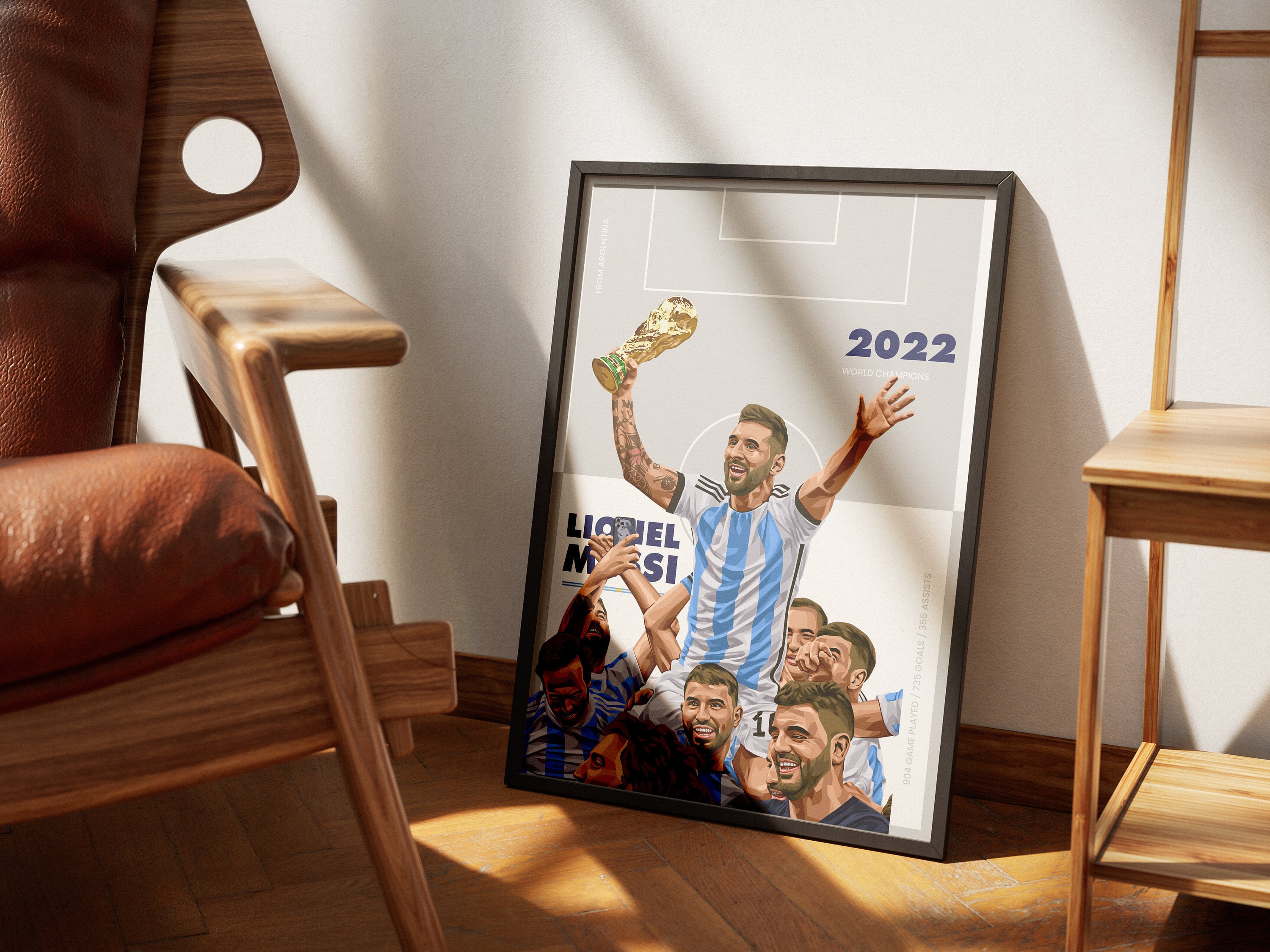 Lionel Messi Football Poster, Argentina World Cup 2022 Football Wall ...