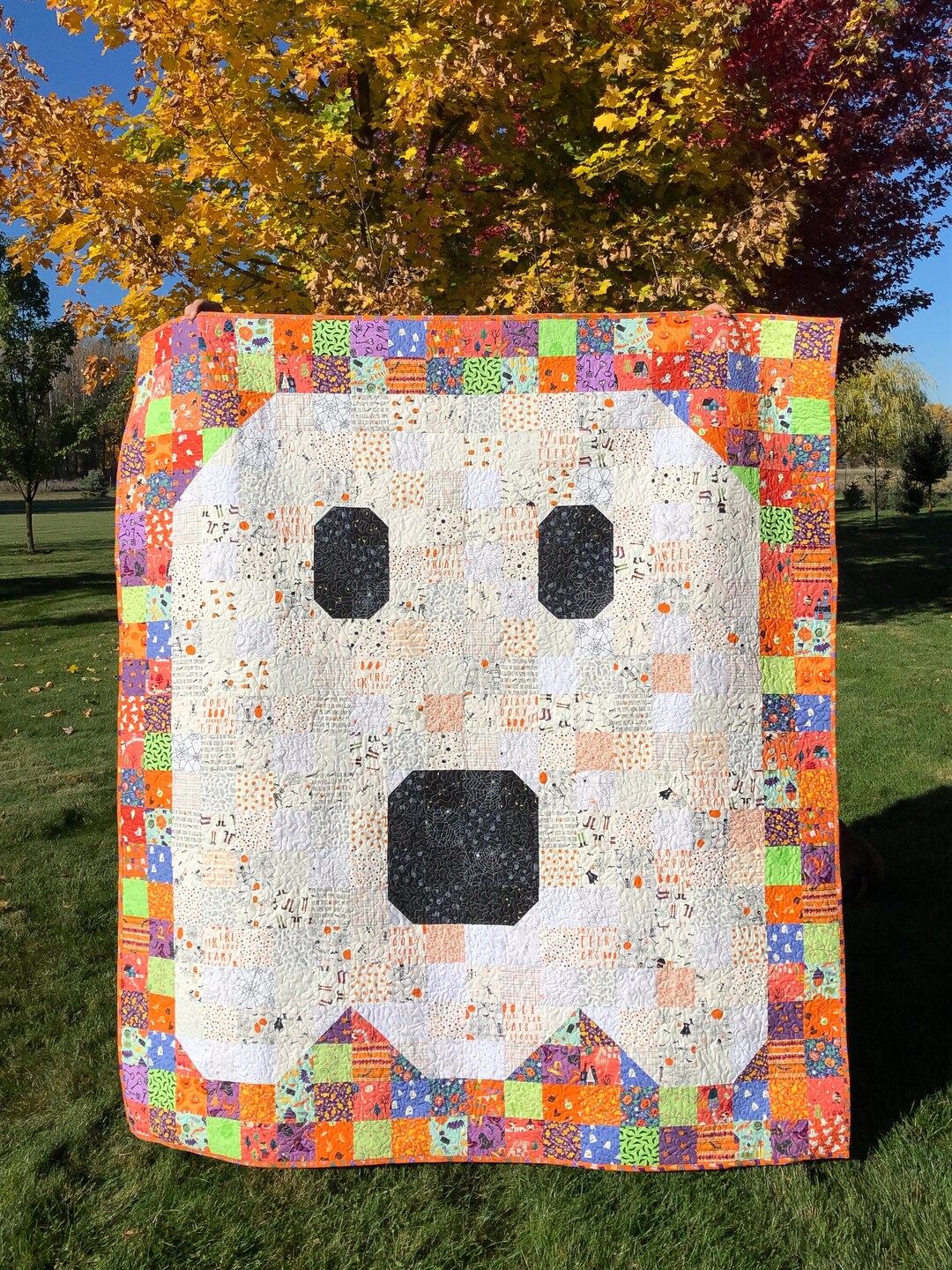 Scrappy Ghost Quilt Pattern. Beginner Friendly. Easy to Follow ...