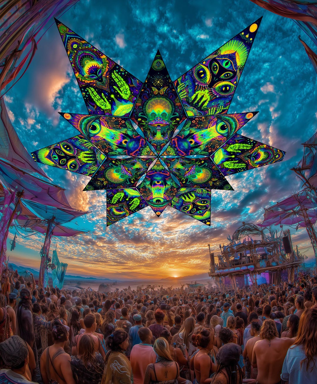 UV Reactive Fern Flower Ceiling Canopy – Blacklight Tapestry Psytrance ...