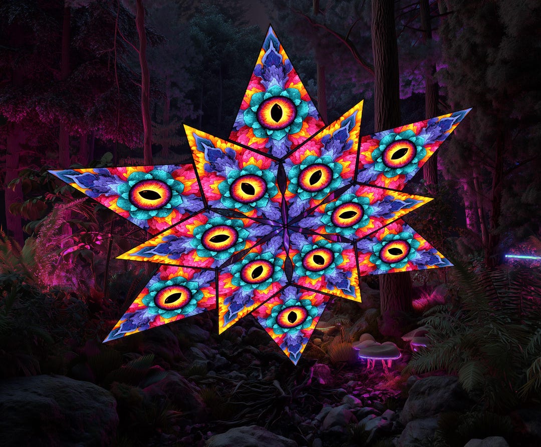 UV Reactive All-seeing Eye Canopy – Glowing Blacklight Star Decor for ...