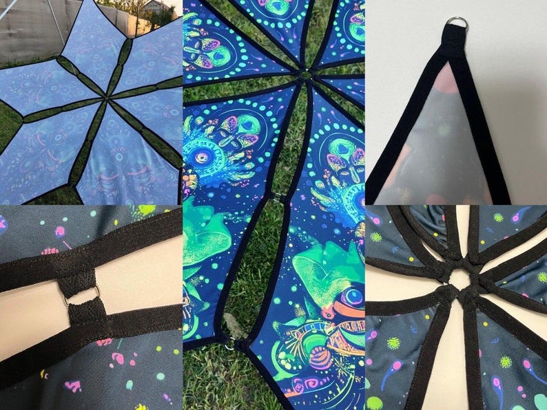 Canopy UV de zorro psicodélico: arte de techo reactivo con luz negra de ...