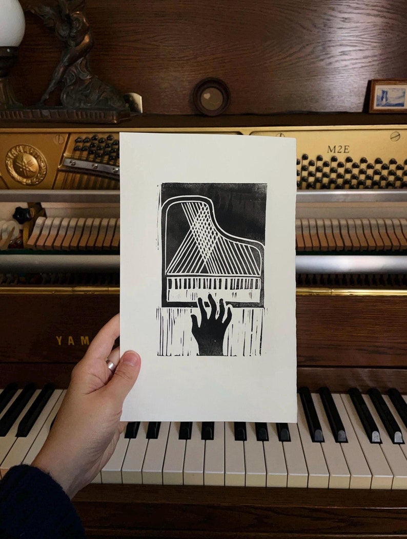 Piano - 6x10” Original Linocut Artwork - Etsy